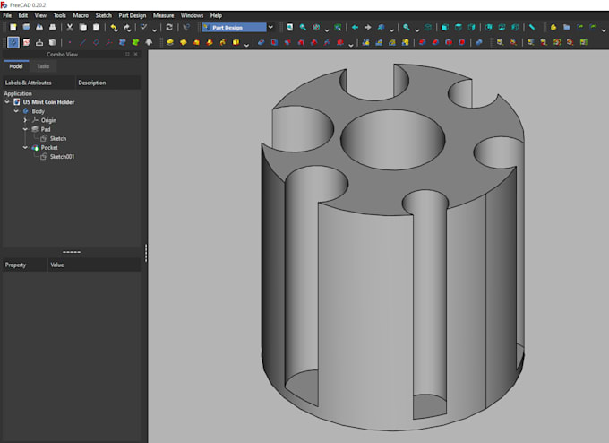 3d model, and techdraw with freecad by Fpsmilky | Fiverr
