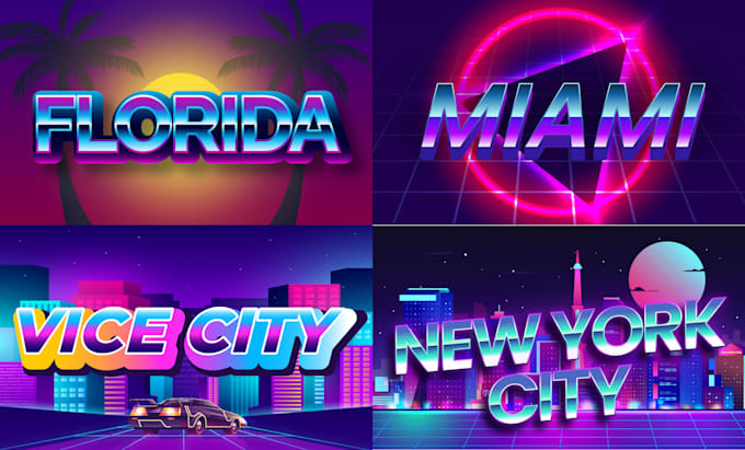 Design 80s retro vintage sythwave glowing 3d text logo by A_taher_1901 ...