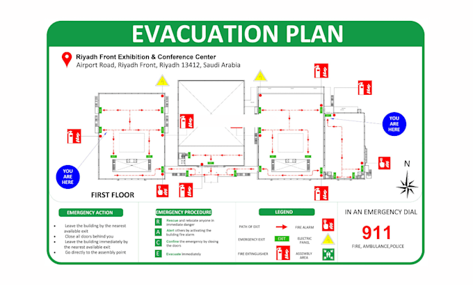 Create emergency evacuation plan, fire safety plan, emergency exit by ...
