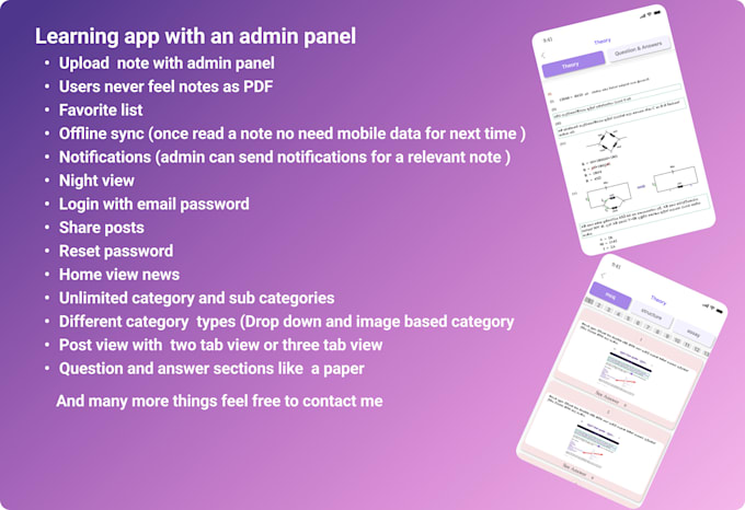 Create educational app with admin panel by Nadeecreations | Fiverr