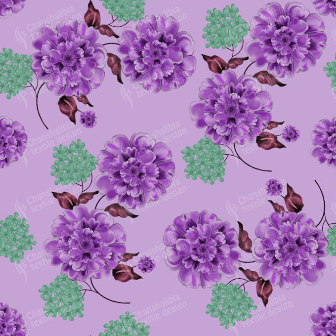 Create textile repeat flower pattern by Chanshalibia | Fiverr