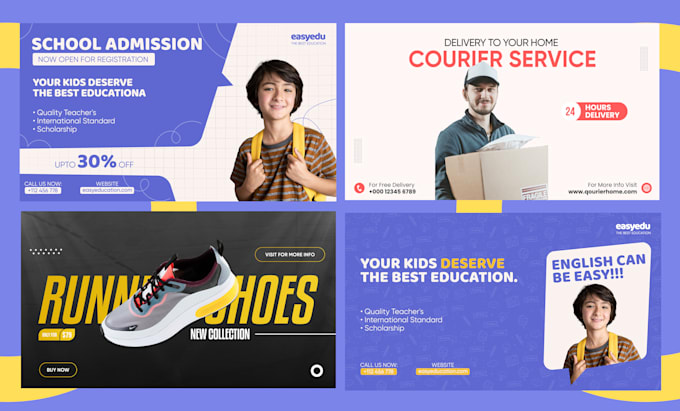 Design static web banner, website header, banner ads, hero banner, web ...