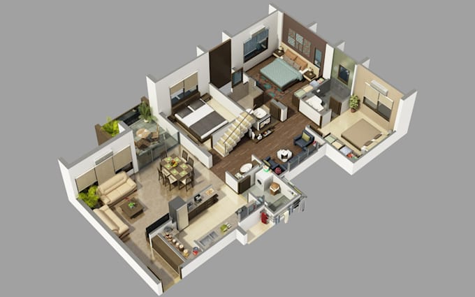 Professional 3d interior and furniture layout design by Virinchi_studio ...
