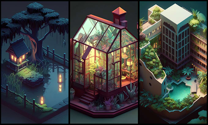 Create stunning isometric art as you request by Polypeak | Fiverr