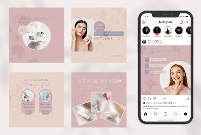 Design professional instagram posts and stories by Stasiia_design | Fiverr