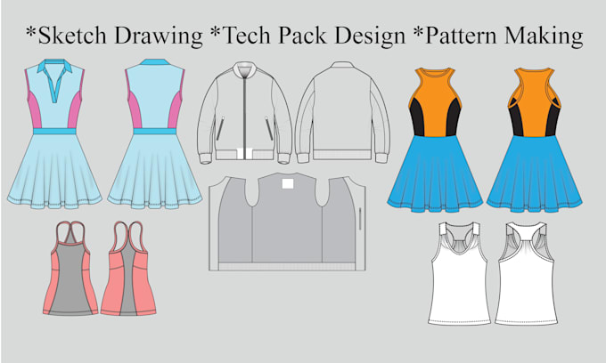 Design clothing apparel technical flats sketch and pattern by Sykoat ...