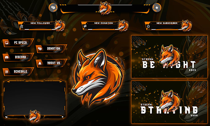 Delineate animated twitch overlay gaming logo stream package by ...