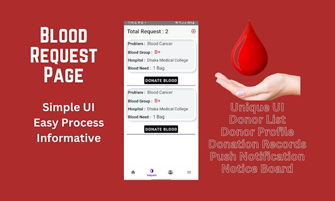 Design and develop a blood donation android app by Hasibulmawla | Fiverr