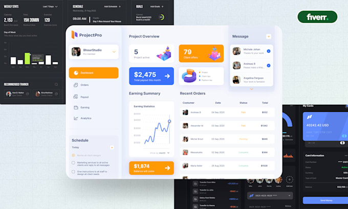 Design creative ui ux design for dashboard, saas, web, mobile app, admin panel by Hamidalib | Fiverr