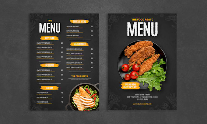 Do for you a modern, professional menu with all the detail needed by ...