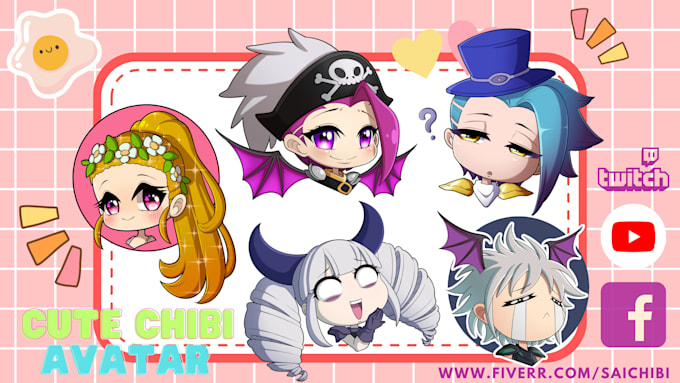 Draw cute chibi avatar, icon and profile picture by Saichibi | Fiverr