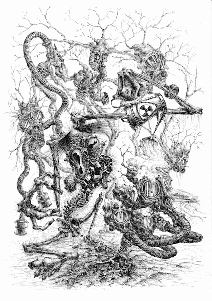 Draw a grotesque dark artworks by Necrogrinder | Fiverr