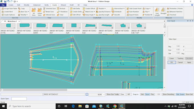 Do sewing pattern grading for an garments product by gerber by ...