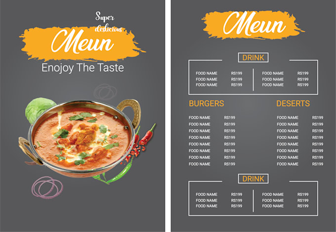Design modern creative restaurant food menu card by Masoodazhar1122 ...