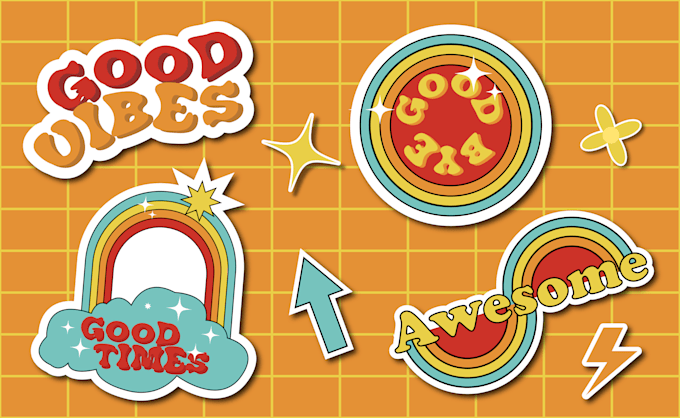 Design custom retro, vintage, cartoon, groovy stickers by ...