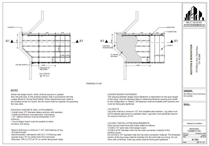 Make you deck patio permit drawing set for construction by Architect ...