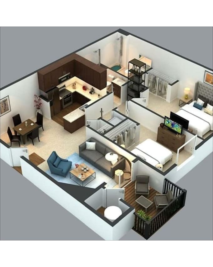 Create 3d floor plan and render interior and exterior by ...