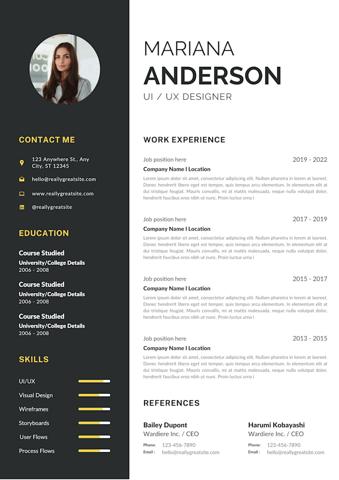 Design your professional cv and resume on canva by Samreen_sama | Fiverr