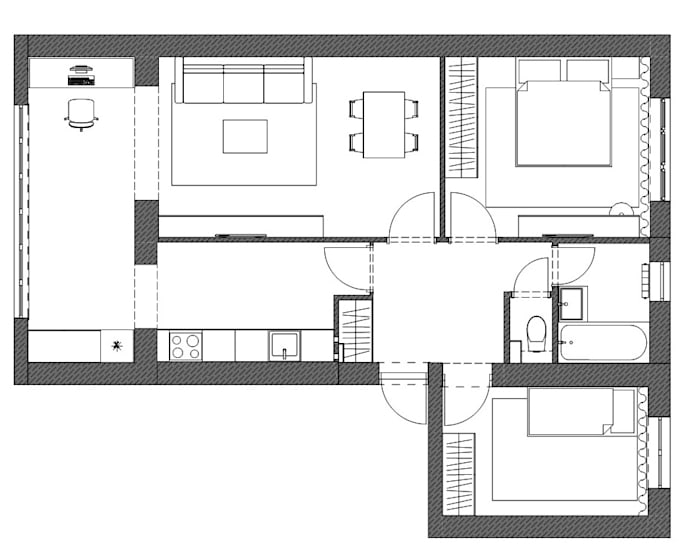 Design your architectural 2d floor plan by Malika1406 | Fiverr