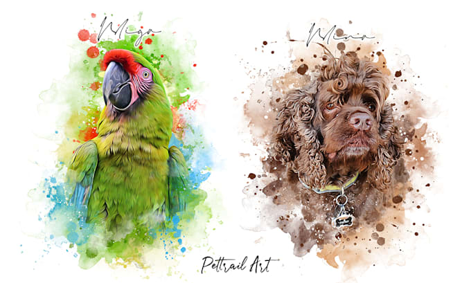 Draw amazing watercolor portrait your pet by Pettrailart | Fiverr