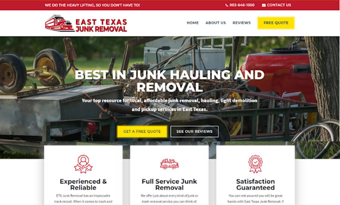 Design junk removal website junk hauling dumpster, handyman website by ...