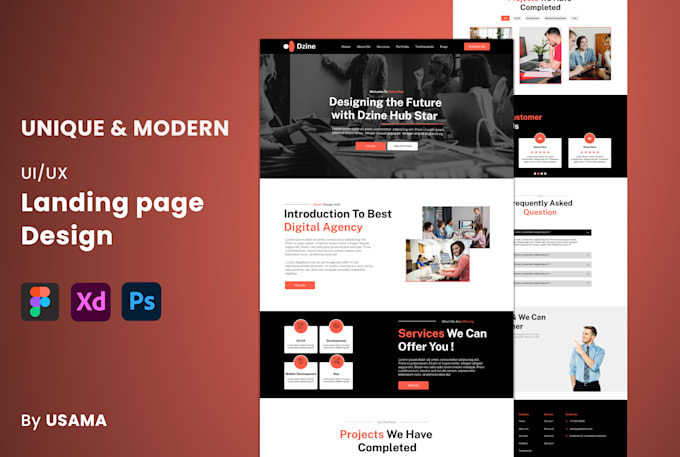 Design modern and unique ui ux landing page in figma by Usama_uxguru | Fiverr