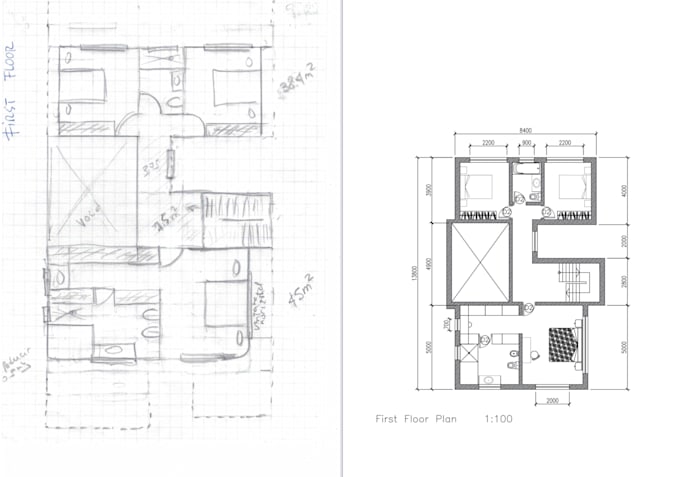 Draw, redraw 2d architectural floor plan, blueprint autocad by Giorgibuach | Fiverr