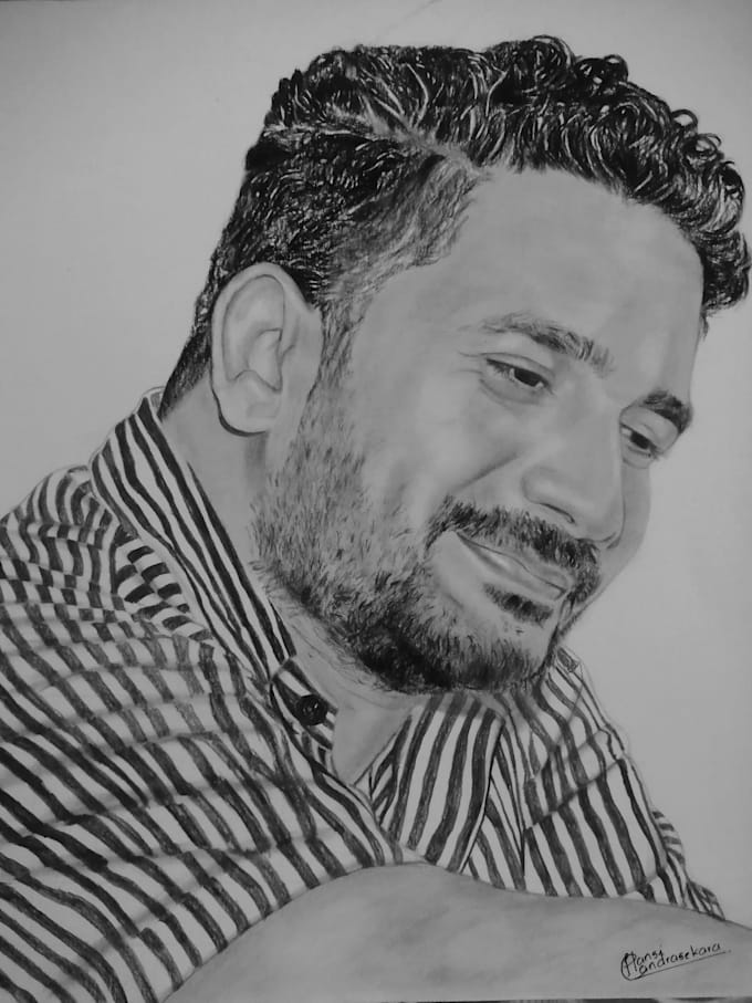 Draw high quality pencil portrait from a photo by Hansich | Fiverr