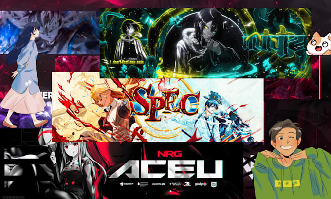Design youtube twitch vtuber anime banner by Redadam47 | Fiverr