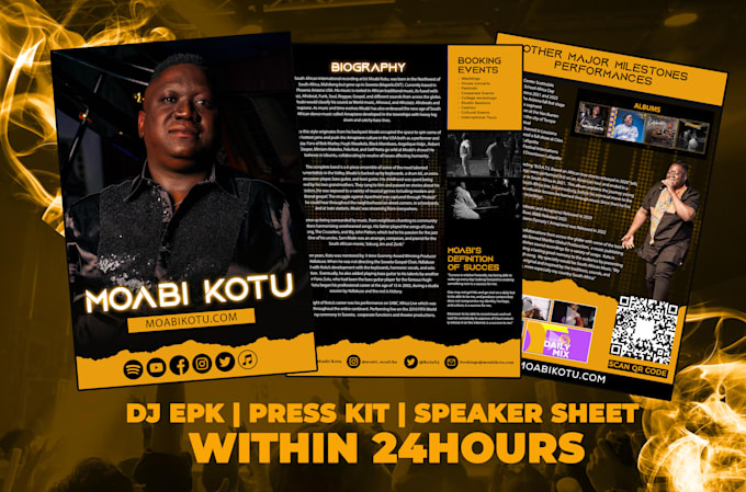 Do professional artist epk, media kit, press kit, speaker one sheet by Ambyyousaf | Fiverr