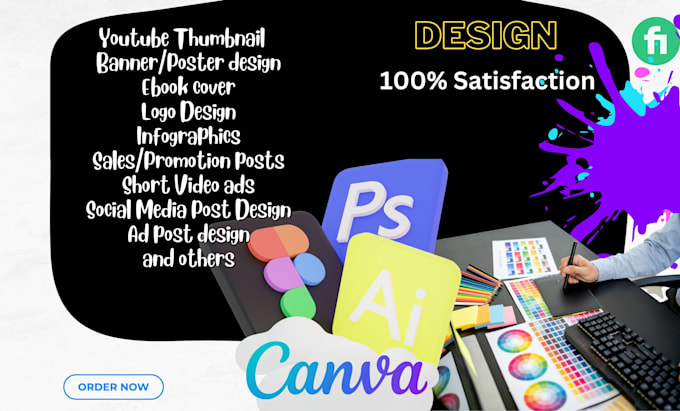 Create any design using canva photoshop illustrator by Asikahamed427 | Fiverr