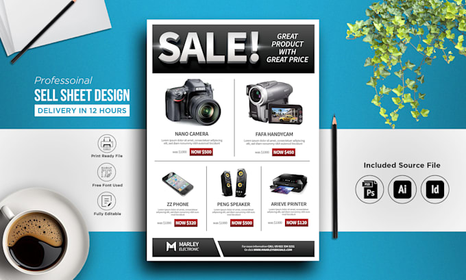 Design amazing sell sheet, one sheet, one pager and marketing flyer in ...