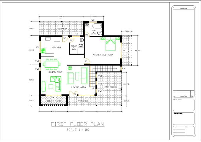 Redraw sketch or pdf to autocad 2d architectural floor plan by San_arc | Fiverr