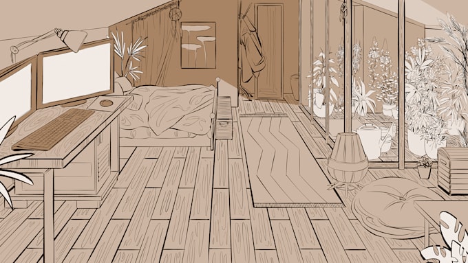 Draw background, environment 2d art for you by Sj7157 | Fiverr