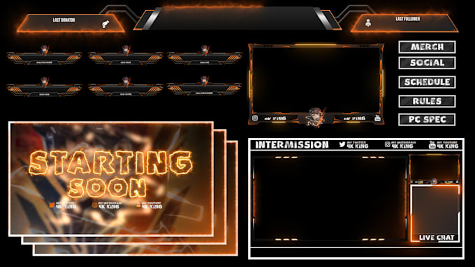 Design animated stream overlay for vtuber twitch,youtube stream overlays