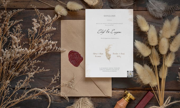 Professionally design wedding invitation card with qr code by ...