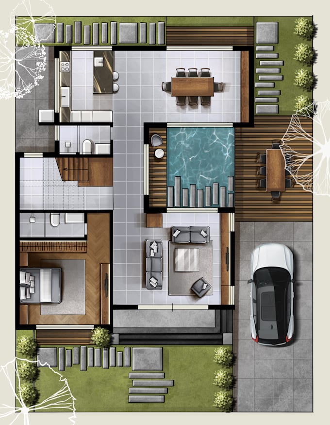 Draw a 2d colored floor plan by Mery_arty | Fiverr