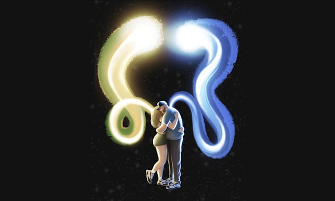 Create a powerful hugging soulmates illustration by Angelicaluiggi | Fiverr