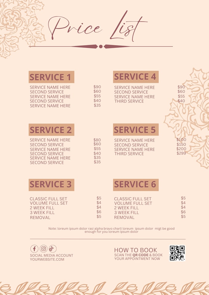 Create price list menus cards for you by Amina_38 | Fiverr