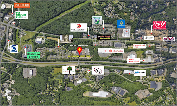 Create a commercial real estate aerial map with logo labels by ...