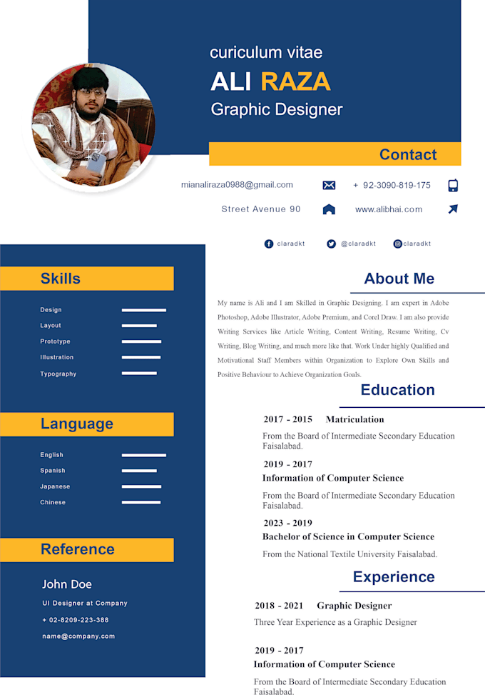 Design your modern and custom resume by Alidesigner199 | Fiverr