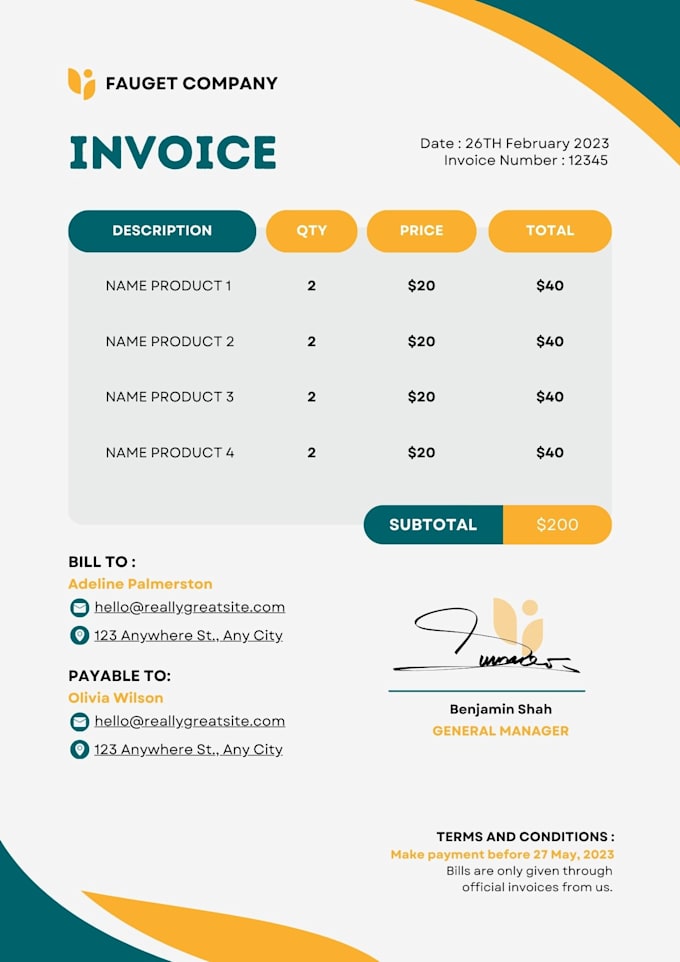 Create order form invoice fillable pdf by Chfaizansaleem6 | Fiverr