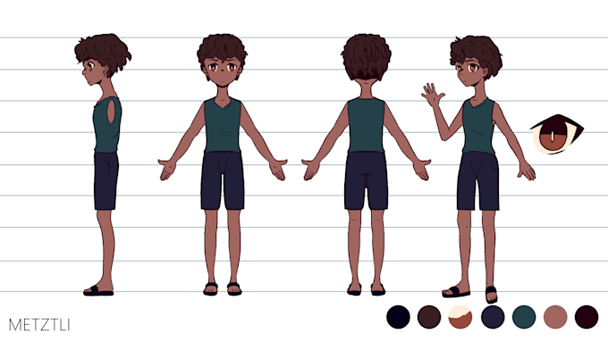 Make a character sheet turn around in anime style by Aoikame | Fiverr