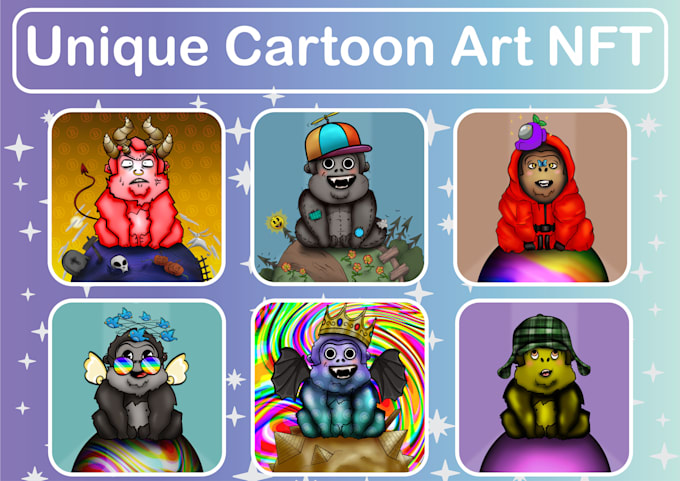 Create a unique cartoon style nft collection for you by Rgassis | Fiverr