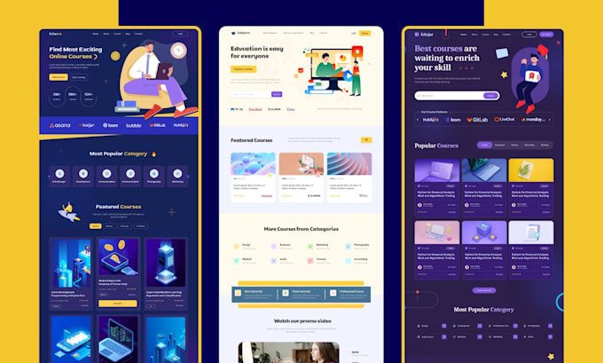 Do ui ux design for online education or lms or elearning website in ...