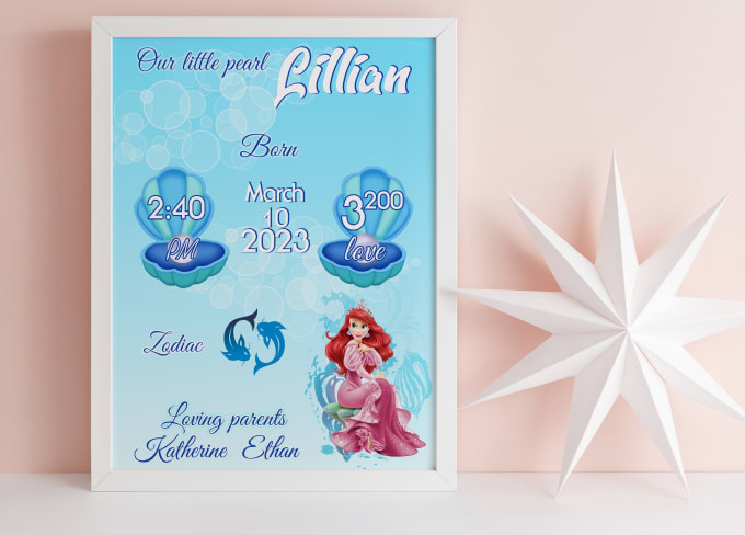 Design a beautiful birth poster for your baby by Goncharovanika | Fiverr