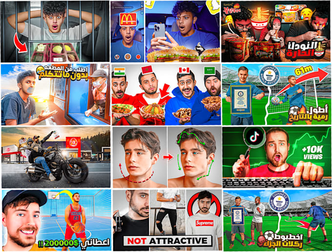 Design custom youtube thumbnails for more views by Anassell12 | Fiverr