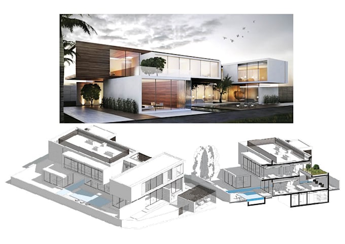 3d design your floor plan with details in revit plus vray rendering in ...