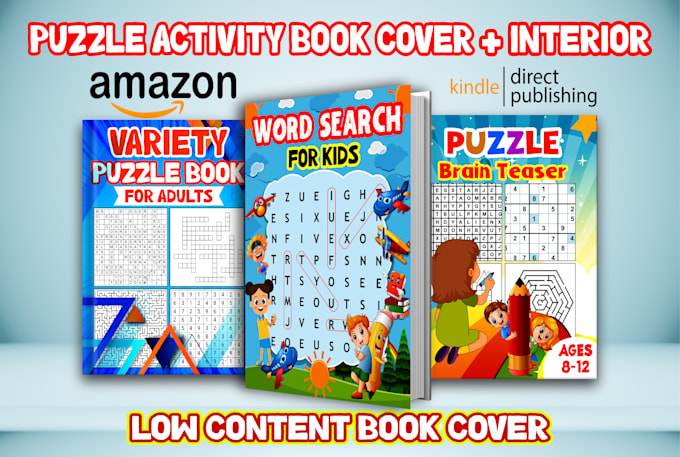 Make activity mixed puzzle book sudoku crossword word search and mazes for kdp by Masud7711 | Fiverr