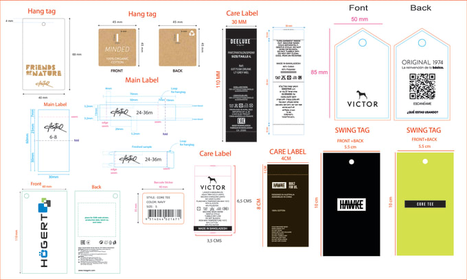 Design clothing tag, label, hang tag, neck label, care and size label by Brandtagger | Fiverr